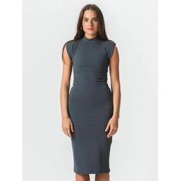 Jerseykleid TEESHOPPEN "TEESHOPPEN Dress Isabella", Damen, Gr. Mx34, grau, Obermaterial: 100% Polyester, Kleider Jerseykleid