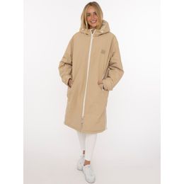 Kurzmantel Zwillingsherz "Oversize Windjacke ZH", Damen, Gr. L/XL, mittelbeige, Web, Obermaterial: 100% Polyester, kontrastfarbene Details, unifarben, sehr weit kniebedeckend, ohne Ausschnitt, gerader Abschluss krempelbar,mit verstellbarem Klettverschluss, M&auml;ntel Kurzmantel, seitliche Taschen, Kapuze, Rei&szlig;verschluss, Teddy Futter