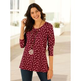 Tunikashirt Inspirationen "Tunikashirt", Damen, Gr. 48, rot (dunkelrot, rosenquarz, bedruckt), 95% Viskose, 5% Elasthan, bedruckt, gebl&uuml;mt, gemustert, mehrfarbig, Rundhals, Shirts