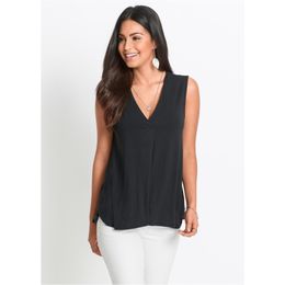 Shirttop bonprix, Damen, Gr. 36/38 (S), schwarz, Jersey, Obermaterial: 95% Viskose, 5% Elasthan, unifarben, bequem h&uuml;ftbedeckend, V-Ausschnitt, Tops Shirttop, bequeme Passform, aus Viskose-Mix, V-Ausschnitt