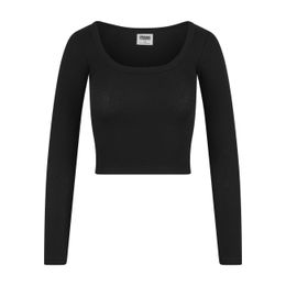 Longsleeve Urban Classics "Urban Classics Ladies Rib Jersey Wide Neck Longsleeve", Damen, Gr. XL, schwarz, 95% Baumwolle, 5% Elasthan, unifarben, slim fit, Balconnet, Shirts