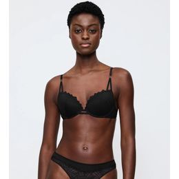 Push-up-BH Triumph "That Night In Vegas WHU", Damen, Gr. 70, Cup C, schwarz, Mesh, Spitze, Obermaterial: 49% Polyester, 41% Polyamid, 10% Elasthan, BHs Push-up-BH, Comfort Wire, mit grafischem Muster