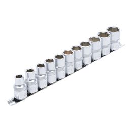 BGS-technic BGS Steckschl&uuml;ssel-Einsatz-Satz, Sechskant Antrieb Innenvierkant 12,5 mm (1/2 Zoll) SW 10 - 21 mm 11 teilig ; BGS technic (9106)