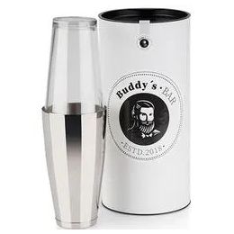 Cocktail Shaker BUDDY'S "Buddy ́s Bar - Boston", grau (transparent, edelstahlfarben, silberfarben, grau), B:9,5cm H:30cm T:9,5cm, Edelstahl, Glas, Shaker, 700 ml Becher + 400 ml Glas, Edelstahl poliert