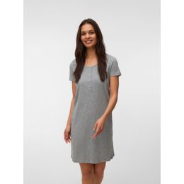 Umstandsnachthemd MAMALICIOUS "MLMIRA JRS NIGHTGOWN 2F 2-P NOOS", Damen, Gr. L, N-Gr, chalk pink pack:light grau melange, Jersey, Obermaterial: 93% Baumwolle, 7% Viskose, meliert, unifarben, knielang, Rundhals, Kleider