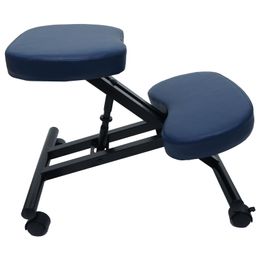 Kniestuhl MCW-E10, Sitzhocker Kniehocker, h&ouml;henverstellbar Rollen Kunstleder Metall MVG-zertifiziert ~ blau
