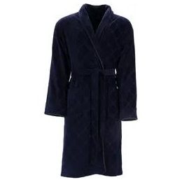 Herrenbademantel Vossen "Barron, ideal f&uuml;r Sauna & Spa, Hotelbademantel, Morgenmantel" Gr. S, blau (marine blau), L:120cm, Webvelours, Hausm&auml;ntel, mit Schalkragen, Rautendesign