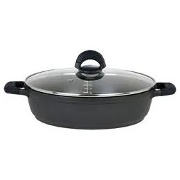 Servierpfanne GSW "SilcoGuss noir", schwarz, H:7,5cm &Oslash;:28cm, Pfannen, langlebige Antihaft-Versiegelung, Literskala, &Oslash; 28 cm, Induktion