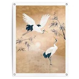Poster Reinders "Kraniche in Gold", gelb (farbe bild(er): gelb), B:60cm H:80cm T:0,1cm, Leinwand, Bilder, Poster