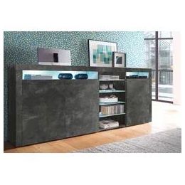borchardt M&ouml;bel Highboard BORCHARDT M&Ouml;BEL "Santa F&eacute;, Sideboard mit eleganten Glasb&ouml;den, Breite 200 cm", grau (schiefer), B:200cm H:89cm T:35cm, Holzwerkstoff, Sideboards, Highboard, Breite 200 cm