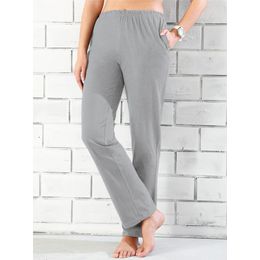 Homewearpants, Damen, Gr. 40, Normalgr&ouml;&szlig;en, grau (grau, meliert), 85% Baumwolle, 15% Polyester, unifarben, lang, Hosen