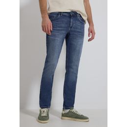 Slim-fit-Jeans Street One MEN, Herren, Gr. 32, L&auml;nge 34, indigo blau random wash, Jeans, 99% Baumwolle, 1% Elasthan, unifarben, lang, Jeans Slim-fit-Jeans, Middle Waist