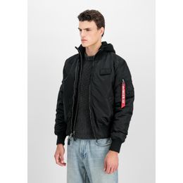 Bomberjacke Alpha Industries "MA-1 D-Tec Sleeve Embroidery", Herren, Gr. XXL, schwarz (schwarz, schwarz), Obermaterial: 100% Nylon, Futter: 100% Nylon, Kapuze: 75% Baumwolle, 25% Polyester, F&uuml;llung: 100% Polyester, Jacken Bomberjacke