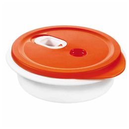 Rotho Mikrowellen-Men&uuml;teller mit Deckel "Clever" wei&szlig;/rot 20 x 20 x 6,5 cm