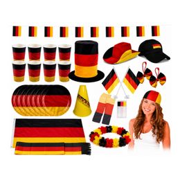 Gro&szlig;es Deutschland Fan-Set (30-teilig) EM WM anfeuern schwarz rot gold Fu&szlig;allparty