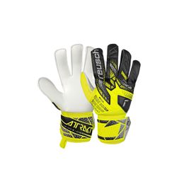 Torwarthandschuhe Reusch "Attrakt Solid", Damen, Gr. 10.5, bunt (silberfarben, gelb), 29% Polyester, 5% Lederimitat, 1% Baumwolle, mehrfarbig, Handschuhe, mit maximalem Grip