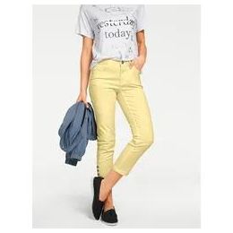 7/8-Hose Heine, Damen, Gr. 34, Normalgr&ouml;&szlig;en, gelb (hellgelb), 98% Baumwolle, 2% Elasthan, Miedereinsatz:85% Polyester, 15% Elasthan, unifarben, 7/8-L&auml;nge, Hosen 7/8-Hose