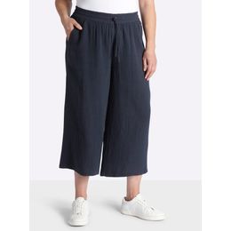3/4-Hose sheego, Damen, Gr. 56, Normalgr&ouml;&szlig;en, tiefblau, 100% Baumwolle, unifarben, Hosen