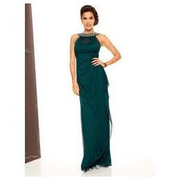 Abendkleid Heine "Abendkleid", Damen, Gr. 48, Normalgr&ouml;&szlig;en, gr&uuml;n (smaragd), 100% Polyester, unifarben, lang, Rundhals, Kleider Abendkleid, Topseller