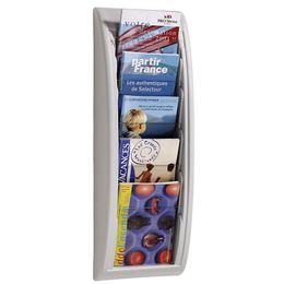 PAPERFLOW Wandprospekthalter, 5 F&auml;cher f&uuml;r Format DIN A5, lichtgrau, VE 2 Stk