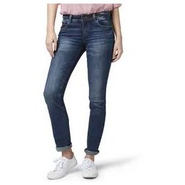 Straight-Jeans Tom Tailor "Alexa - Straight", Damen, Gr. 32, L&auml;nge 32, blau (mid stone wash), Denim/Jeans, Obermaterial: 98% Baumwolle, 2% Elasthan, unifarben, gerade lang, Jeans Straight-Jeans, in 5-Pocket-Form, Topseller