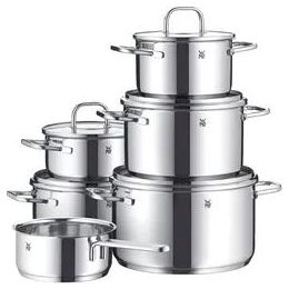 Topf-Set WMF "Inspiration Induktion, Kochtopf Set mit Glasdeckel", silber (edelstahlfarben), T&ouml;pfe, f&uuml;r alle Herdarten geeignet, unbeschichtet, Topseller