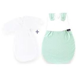 Tr&auml;umeland Babyschlafsack TR&Auml;UMELAND "Set P&uuml;nktchen mint", Baby, Gr. 50/56, umlaufender Rei&szlig;verschluss, gr&uuml;n (mint), Obermaterial: 100% Baumwolle, Schlafs&auml;cke