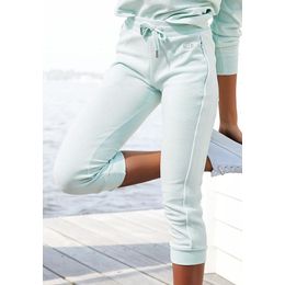 H.I.S. H.I.S Caprihose gr&uuml;n Gr. 32/34 f&uuml;r Damen. Mit Bindeband, Logoschriftzug, Piping, Logostickerei. Bequem. Nachhaltig.