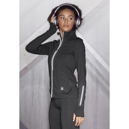 active by Lascana LASCANA ACTIVE Laufjacke schwarz Gr. XS (32/34) f&uuml;r Damen. Mit Logodruck, reflektierende Details. Bequem. Nachhaltig.