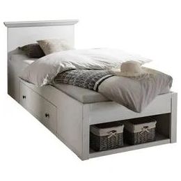 Bett Home Affaire "California Doppelbett im Landhausstil, Stauraumbett mit Schubladen", wei&szlig; (pinie wei&szlig;), B:105cm H:92cm L:212cm, Betten, Bett, Bettgestell in 3 Breiten verf&uuml;gbar, Liegefl&auml;che 90/140/180 x 200 cm