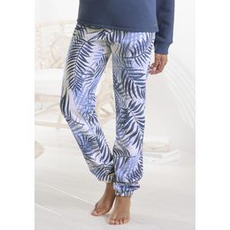 Lascana Sweatpants blau Gr. 32/34 f&uuml;r Damen. Mit Kordel, Kordelzug, Allover-Druck. Basic. Nachhaltig.