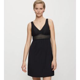 Nachthemd Triumph "Aura Spotlight NDK 01 X", Damen, Gr. 46, N-Gr, schwarz, Single Jersey, Obermaterial: 95% Modal, 5% Elasthan, bequem kniefrei, V-Ausschnitt, Kleider Nachthemd, Cups mit Spitze besetzt