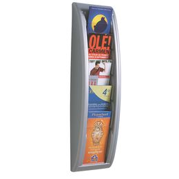 PAPERFLOW Wandprospekthalter, 5 F&auml;cher f&uuml;r Format 1/3 DIN A4, alusilber, VE 2 Stk