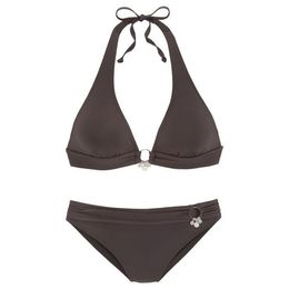 s.Oliver Set: Triangel-Bikini 'Tonia' braun Gr. 34 Cup A/B. Mit Zierperlen. Ohne B&uuml;gel