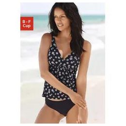 B&uuml;gel-Tankini Lascana, Damen, Gr. 38, Cup B, schwarz-wei&szlig; (schwarz, wei&szlig;), Polyamid, bedruckt, gepunktet, Bikini-Sets, regulierbar unterhalb der Brust, verstellbare Tr&auml;ger