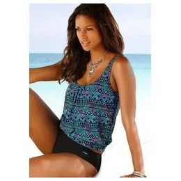 Oversize-Tankini Lascana, Damen, Gr. 42, N-Gr, bunt (bedruckt), Polyamid, Ethnomuster, Bikini-Sets, mit Softcups, verstellbare Tr&auml;ger, mit Unterbrustgummi