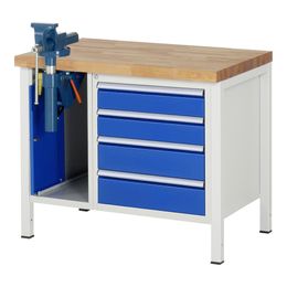 Rau Werkbank h&ouml;henverstellbar 8185A2, B1000xT700xH840-1040mm, 4x Schublade-TA, SSKL (03-8185A2-107B4H.11)