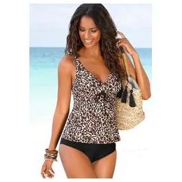 B&uuml;gel-Tankini Lascana, Damen, Gr. 42, Cup C, braun (braun, bedruckt), Polyamid, Bikini-Sets