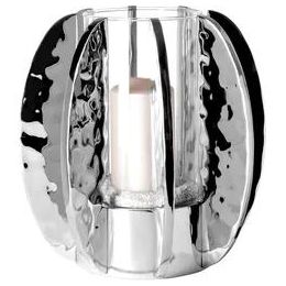 Windlicht Fink "GLAMOUR", silber (silberfarben), H:31cm &Oslash;:31cm, Edelstahl, Glas, Kerzenhalter, Windlicht, Kerzenhalter mit Glas, vernickelt, mit geh&auml;mmerter Oberfl&auml;che