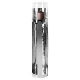 Windlicht Fink "MANIAC", silber (silberfarben), H:87,5cm &Oslash;:17cm, Edelstahl, Glas, Kerzenhalter, Windlicht, Kerzenhalter, S&auml;ule aus Edelstahl, mit Glaszylinder