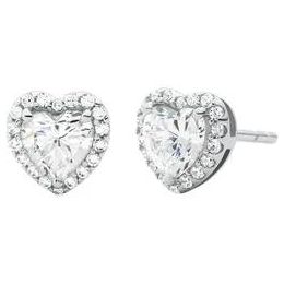Paar Ohrstecker Michael Kors "Schmuck Geschenk Silber 925 Ohrringe PREMIUM HEART Herzen", silber (silberfarben, kristallwei&szlig;, kristallwei&szlig;), Ohrringe, Damen, Silber 925 (Sterlingsilber), mit Glasstein