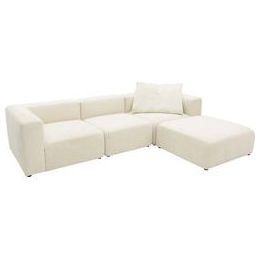 3-Sitzer Home Affaire "Utvik kann individuell zusammengestellt werden", beige (creme), B:301cm H:69cm T:108cm, 100% Polyester, Sofas, Modulsofa, bestehend aus 2 Eck-, 1 Mittelelement und 1 Hocker