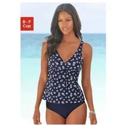B&uuml;gel-Tankini Lascana, Damen, Gr. 42, Cup B, blau (marine, wei&szlig;), Polyamid, bedruckt, gepunktet, Bikini-Sets, regulierbar unterhalb der Brust, verstellbare Tr&auml;ger