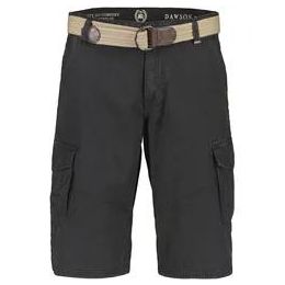Bermudas Lerros "Unifarbene Cargobermuda mit G&uuml;rtel", Herren, Gr. 30, grau (schwarz graphite), 100% Baumwolle, Hosen Bermudas