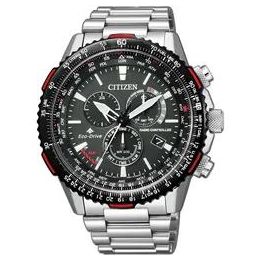 Funkchronograph Citizen "Promaster Sky", silber (silberfarben, schwarz), Armbanduhren, Herren, Armbanduhr, Herrenuhr, Solar, Stoppfunktion, bis 20 bar wasserdicht