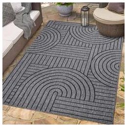 Outdoorteppich Carpet City "DUO RUG 5842", grau (anthrazit), B:160cm H:5mm L:230cm, Obermaterial: 100% Polypropylen, Teppiche, Outdoorteppich, Wendeteppich Wetterfest In- & Outdoor, Balkon, Terrasse, Wohnzimmer