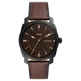 Quarzuhr Fossil "MACHINE", braun, Armbanduhren, Herren, Quarzuhr, Armbanduhr, Herrenuhr, Datum, Nachhaltigkeitssiegel, Lederarmband