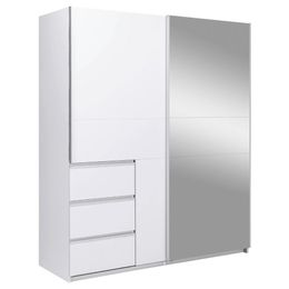 P & B Schiebet&uuml;renschrank Wilma, Wei&szlig;, Holzwerkstoff, 2 F&auml;cher, 3 Schublade(n) Schubladen, 175x210x61.5 cm, in verschiedenen Gr&ouml;&szlig;en erh&auml;ltlich, Schrankfront mit Spiegel, Schlafzimmer, Kleiderschr&auml;nke, Schwebet&uuml;renschr&auml;nke