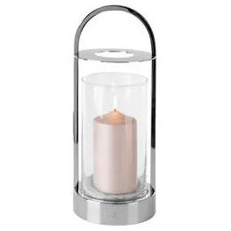 Windlicht Fink "LAKIS", silber (silberfarben), H:38cm &Oslash;:15cm, Edelstahl, Kerzenhalter, Windlicht, Laterne mit Glas, aus Edelstahl, H&ouml;he ca. 38 cm, Outdoorgeeignet
