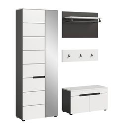 Garderobe CANU 3-teilig Grau, Wei&szlig;